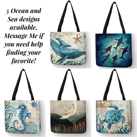 Bags | Ecofriendly Folding Blue Ocean Whale Tote Bag | Poshmark